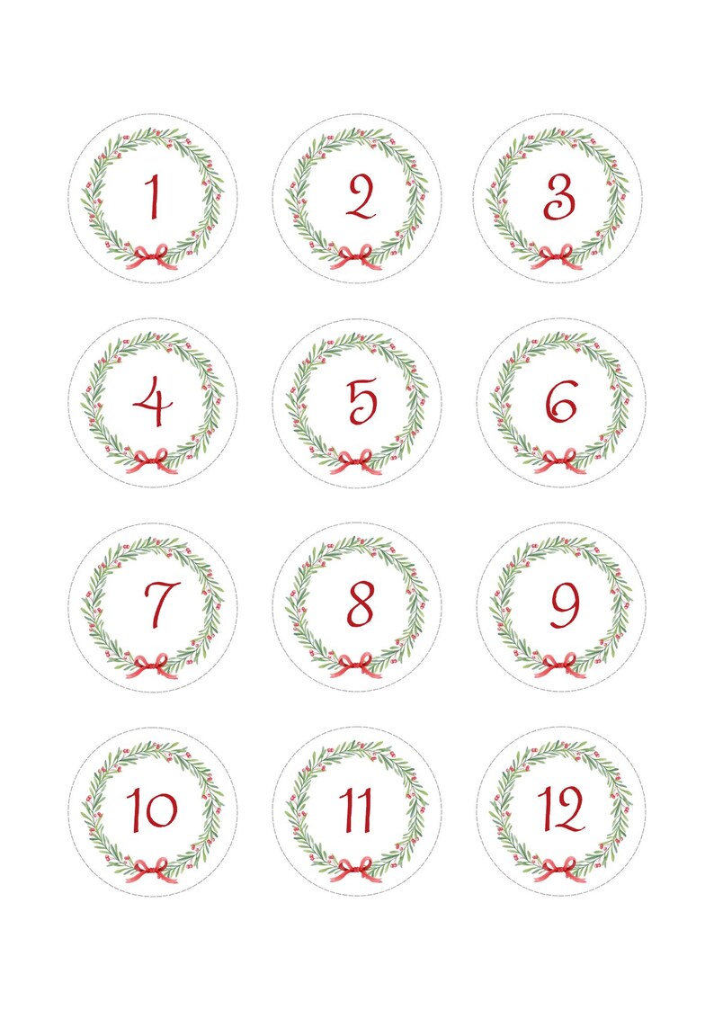 Printable Advent Calendar Numbers - Etsy