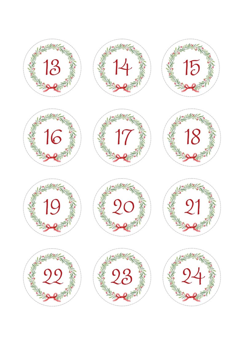 Printable Advent Calendar Numbers - Etsy