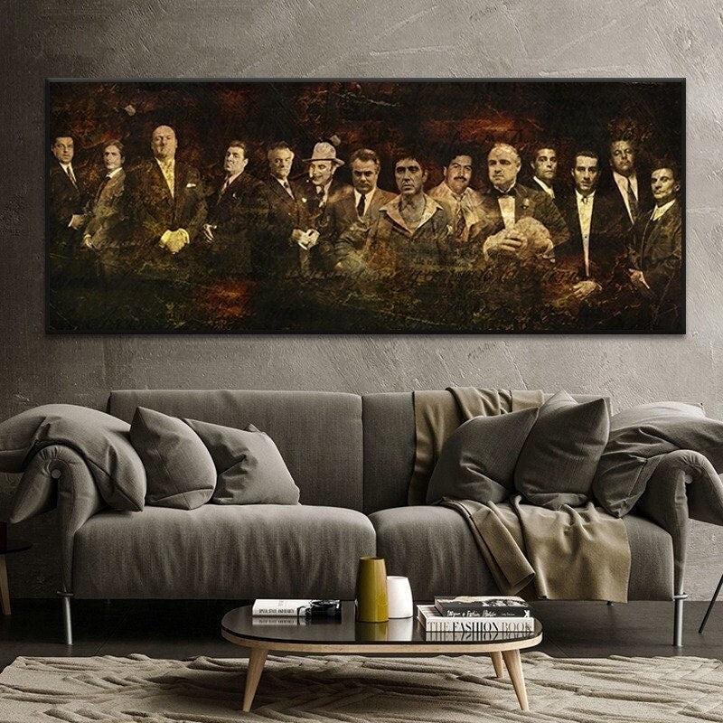 Mafia Leader Retro Posters Gangpad Godfather Art Picture Print Canvas ...