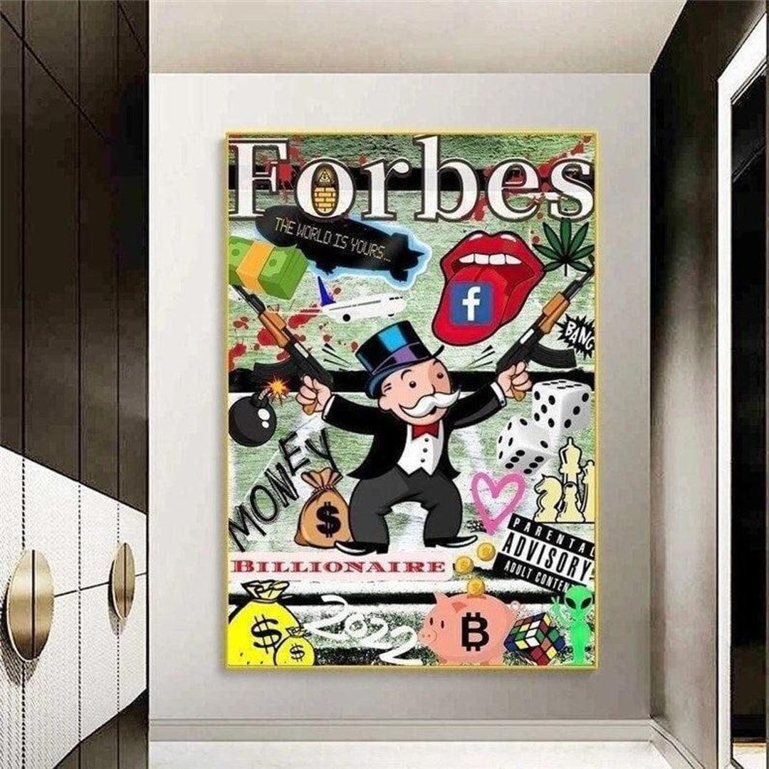 Monopoly Alec Money Forbes Pop Art Graffiti on Home Decor Canvas Wall ...