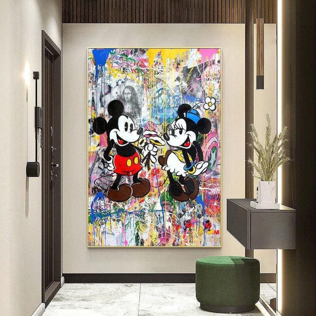 Disney Graffiti Art Mickey and Minnie Mouse Canvas Painting Posters and ...