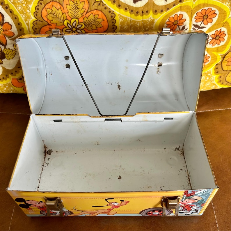 1961 Disney School Bus Lunch Box Metal Collectible Vintage Goofy Mickey ...