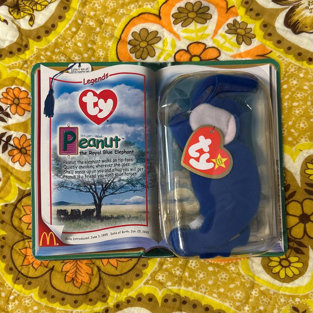1995 Ty Beanie Baby Peanut, Royal Blue Elephant, Mcdonald's Legends ...