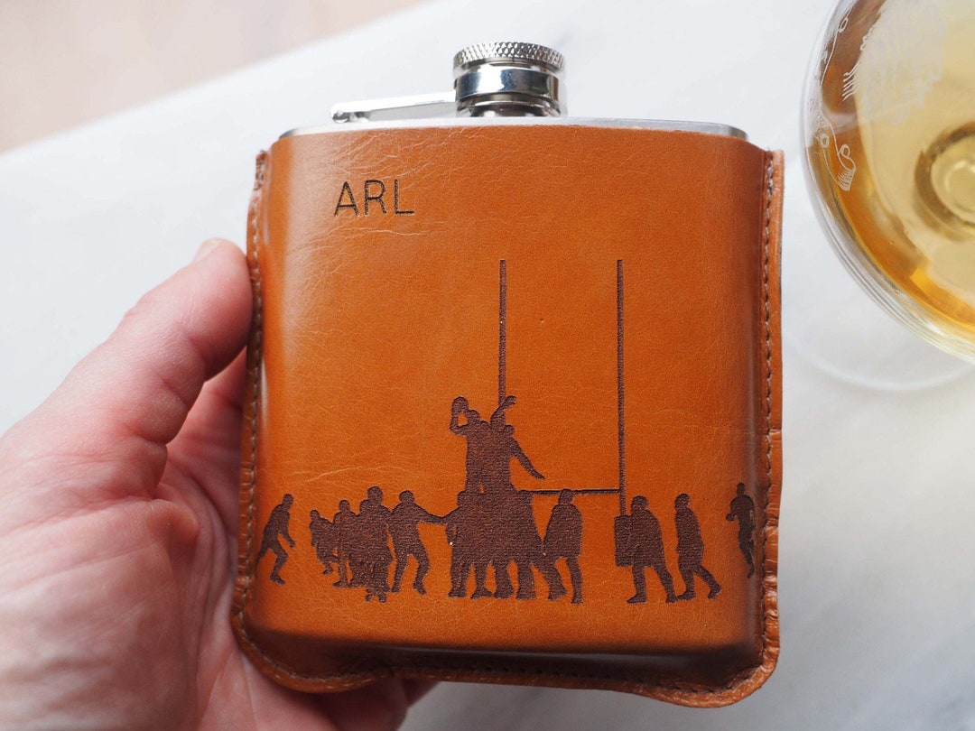 Personalised Rugby Leather Hip Flask, Rugby Gift, Rugby Present, Man ...