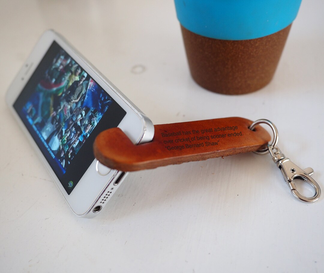 Personalized Leather Phone Stand Key Chain, Phone Stand Key Fob, Key ...