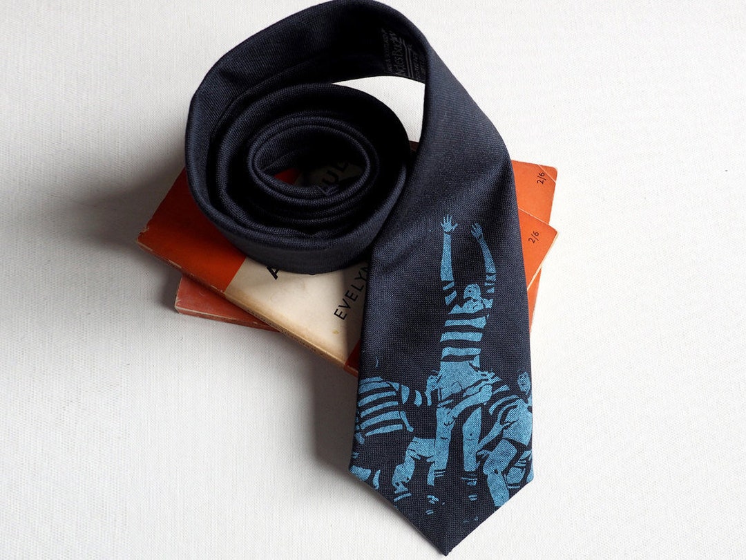 Rugby Neck Tie, Hand Printed on a Wool Tie, Rugby Gift Quirky Neck Tie ...