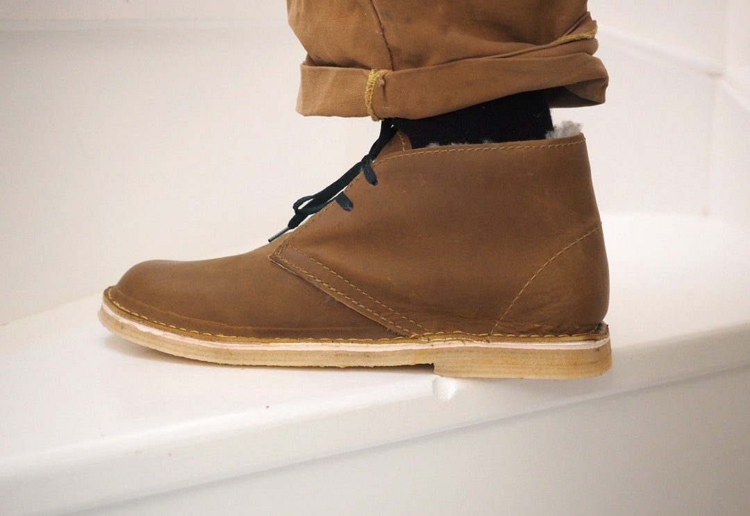 Handmade Personalised Sheep Skin Leather Boots With Crepe Soles ...