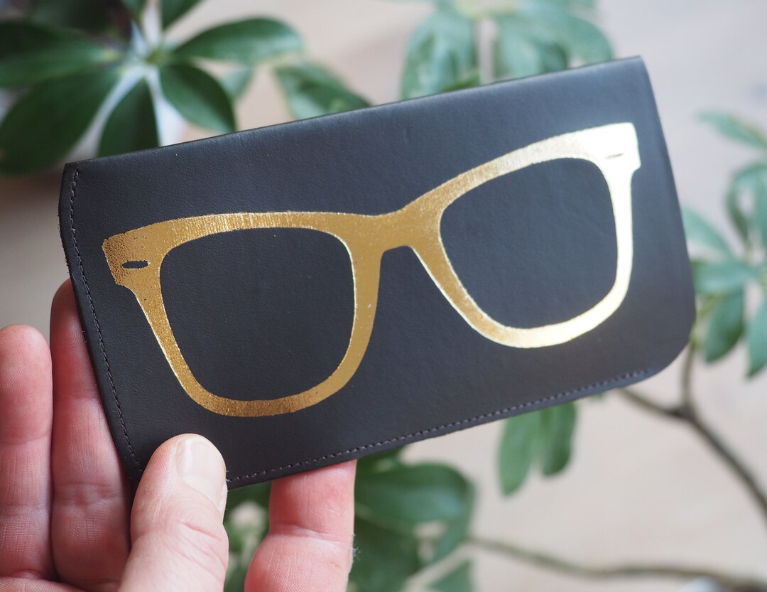 Chocolate Brown Leather Glasses Case, Gold Wayfarer Frame - Etsy