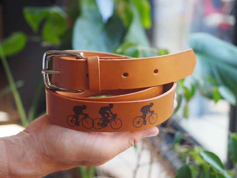 Engraved Cyclists Leather Belt: Handmade Cycling Gift - Etsy