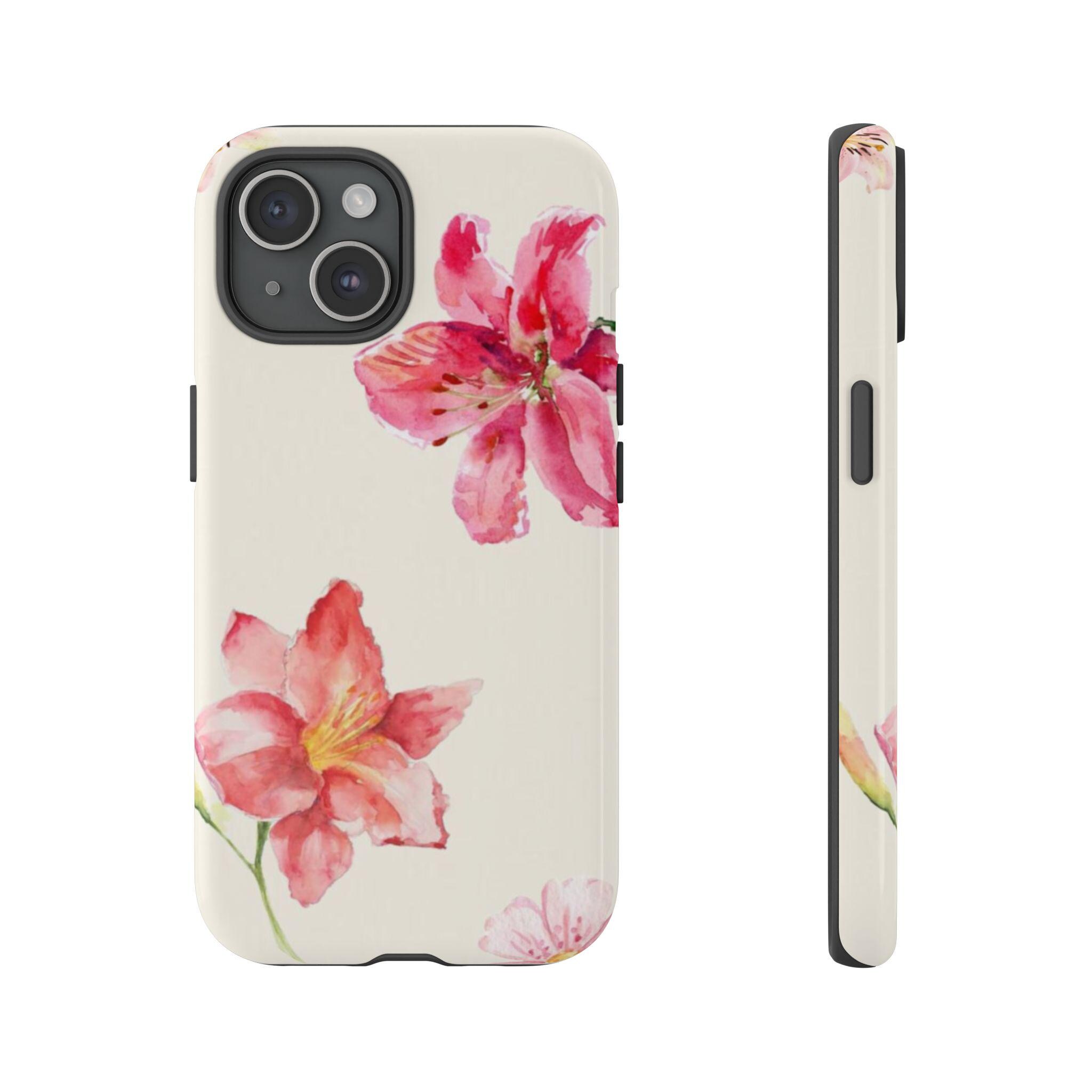 Floral iPhone Case: Trendy Pink Flower Design, Protective Dual Layer - Etsy