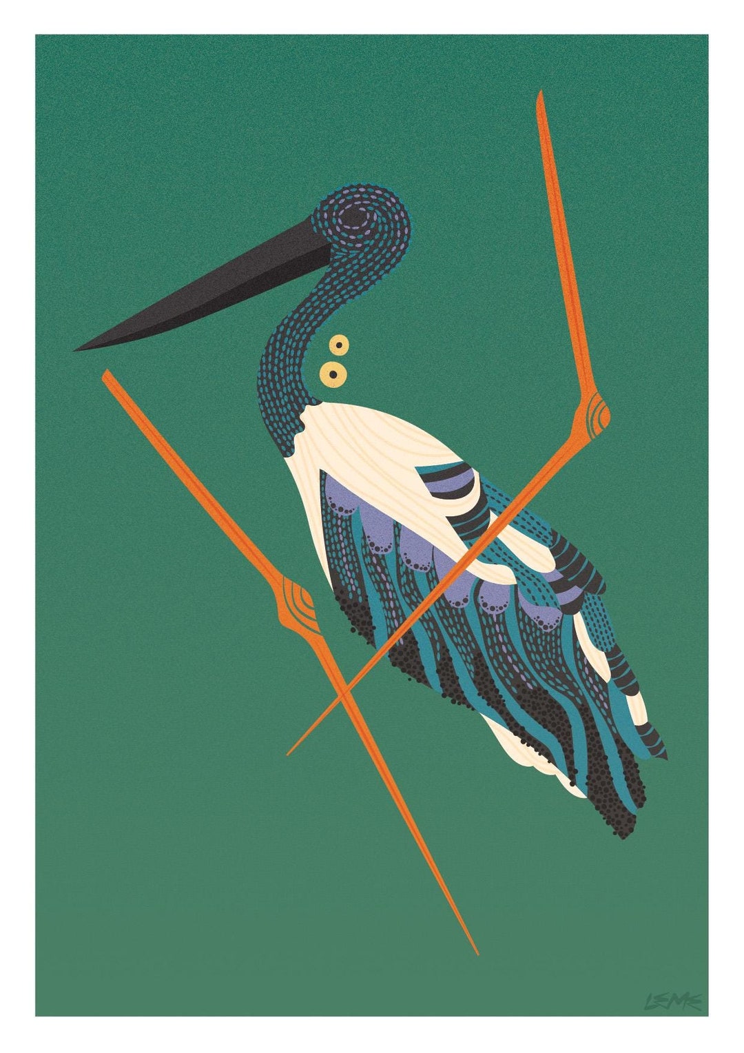 Jabiru Bundle of 5 Vector-art, Illustrated Wall Prints. Stylised, Home ...