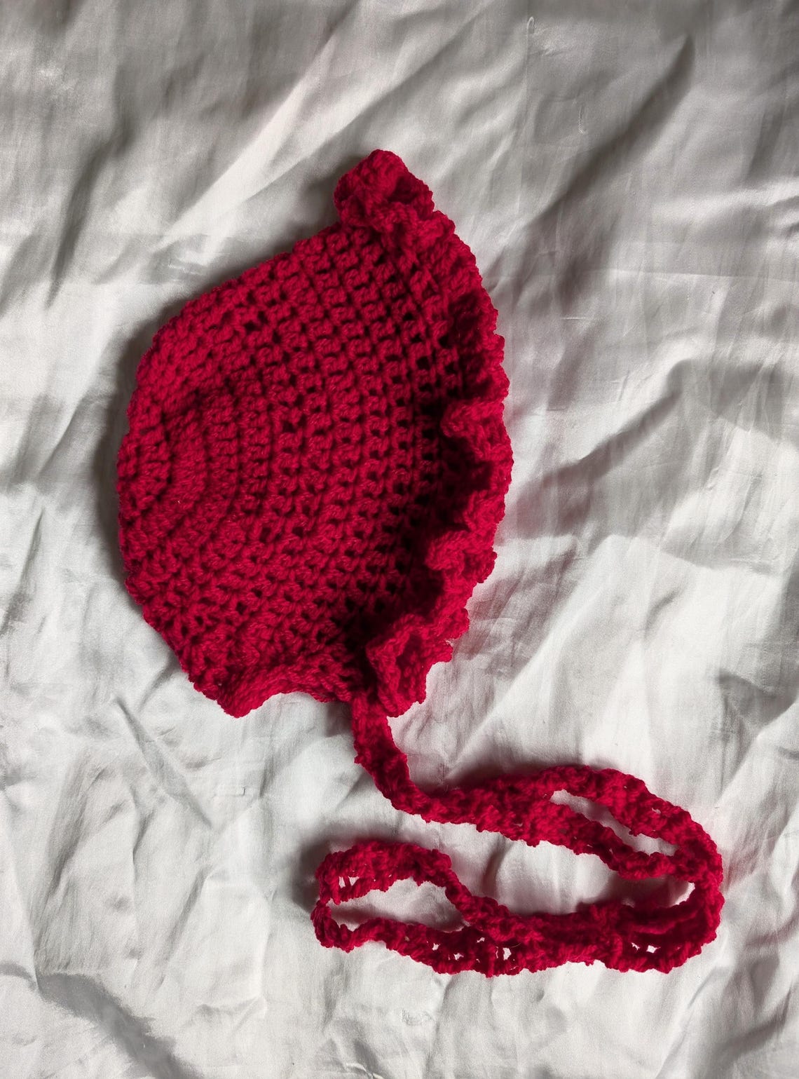 Handmade Crochet Frilly Bonnet - Etsy
