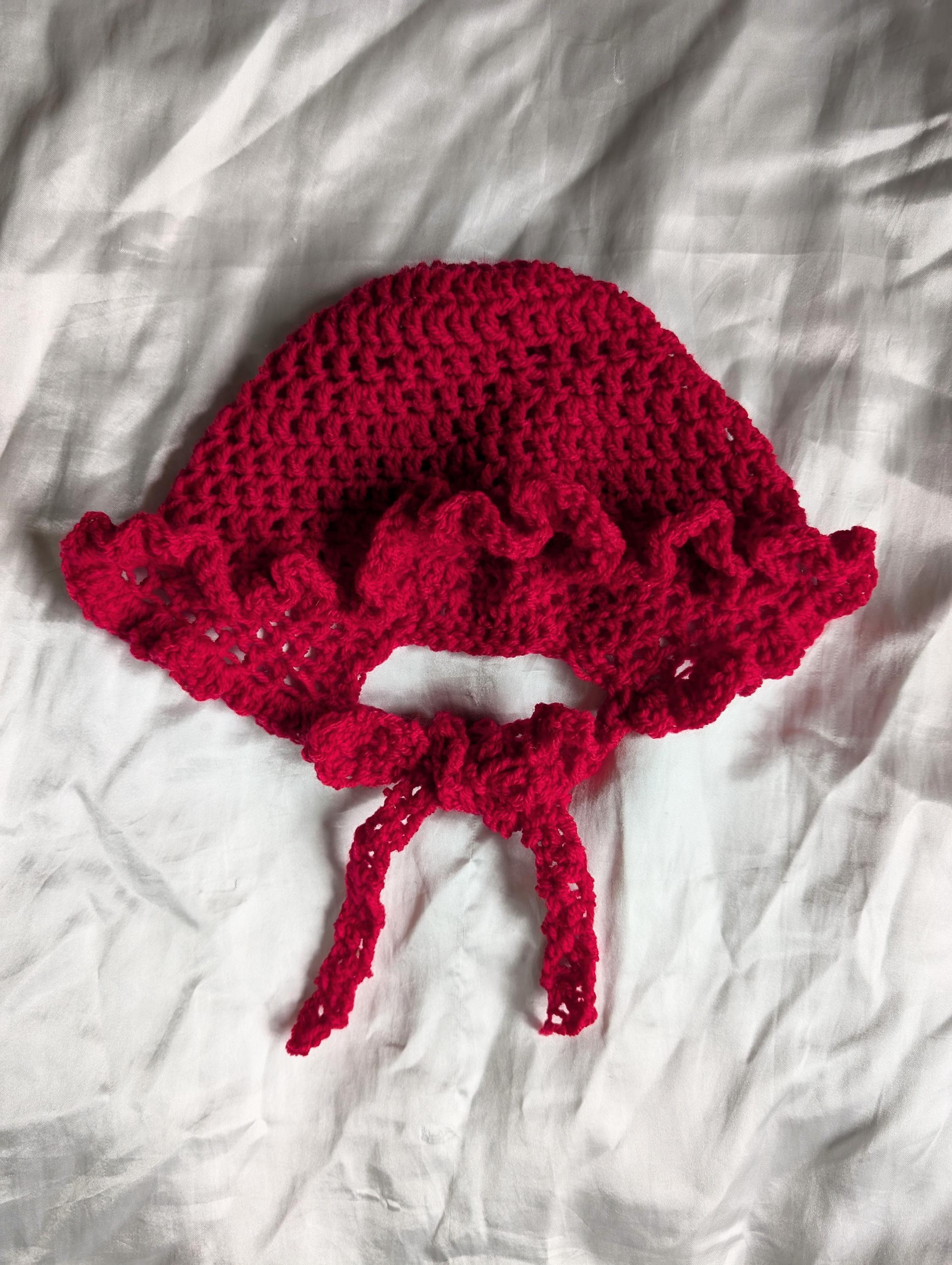 Handmade Crochet Frilly Bonnet - Etsy