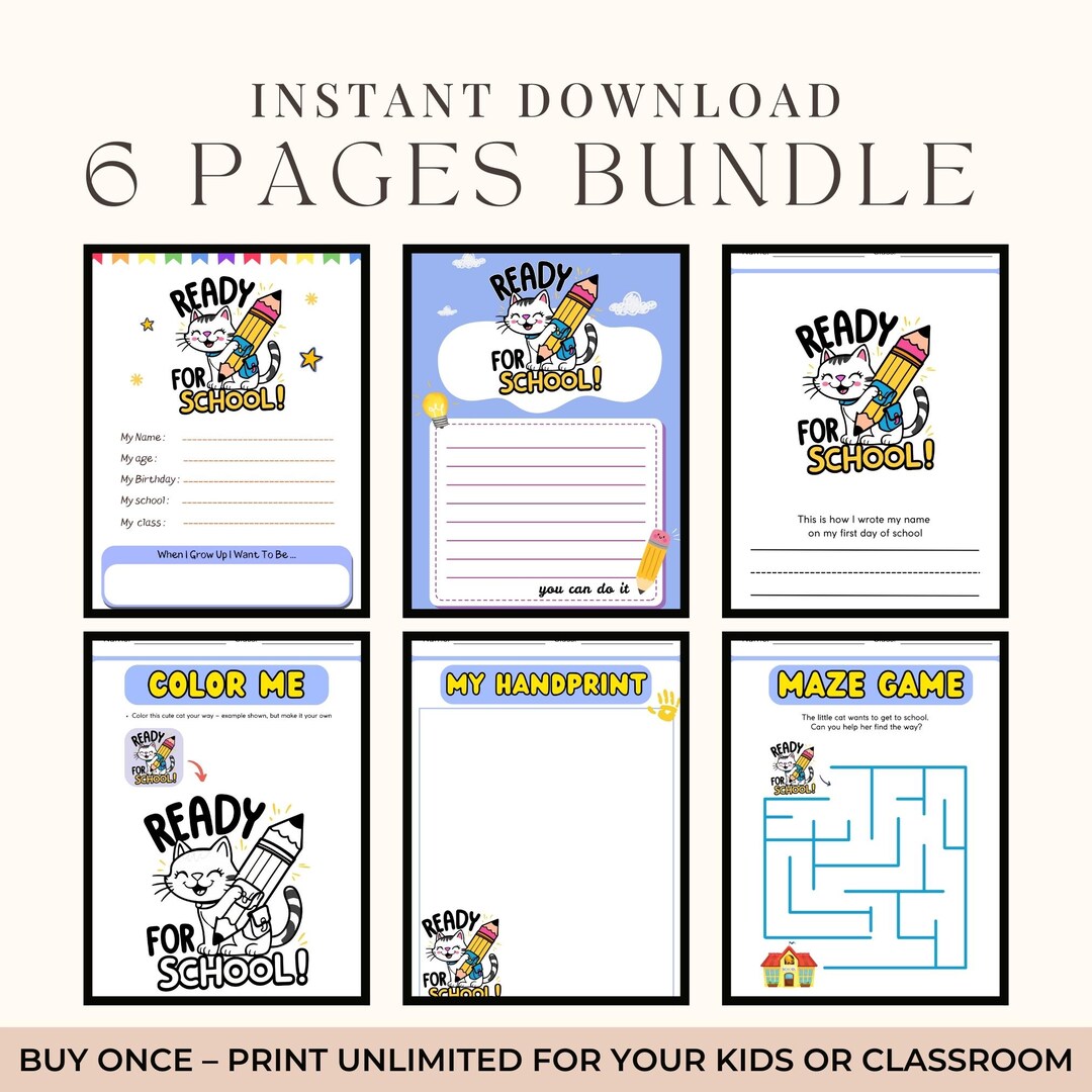 Back to School Activity Bundle: Printable Kids Worksheets (instant ...