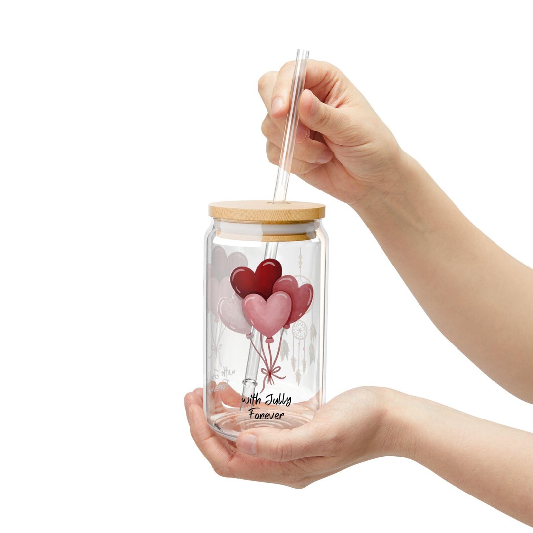 Heart Balloon Sipper Glass, Cute Gift for Loved Ones, Valentine's Day ...