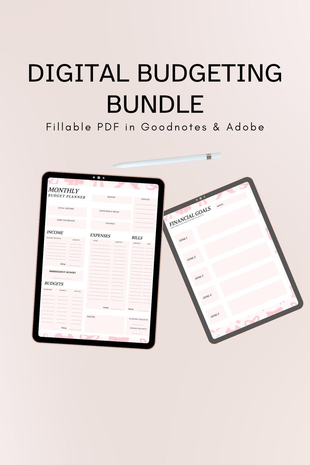 Coquette Budgeting Bundle | Budgeting Bundle for Women | Expense Trackers | Financial Goals ...