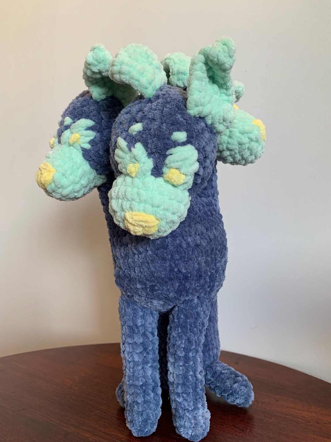 Blue and Green Cerberus (plushie Handmade Crochet) - Etsy