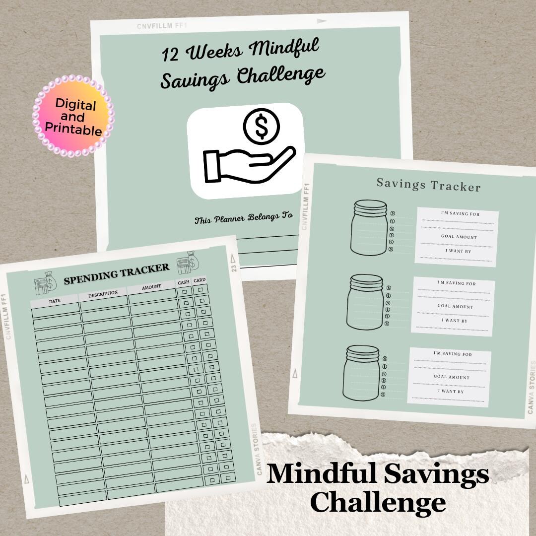 12 Weeks Mindful Savings Challenge, Personal Growth, Financial Growth ...