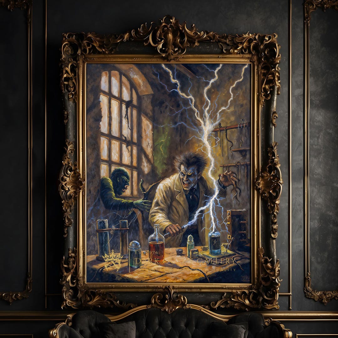 Mad Scientist Art Print: Gothic Horror Laboratory Decor Frankenstein ...