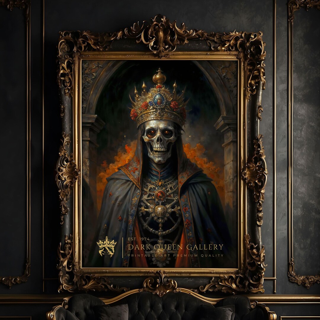 King of Darkness Horror Wall Art - Gothic Cottagecore Skeleton Print ...