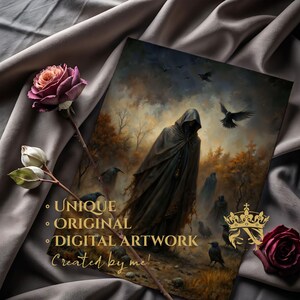 Wandering Monk Digital Artwork - Dark Academia Print Cottagecore Wall ...