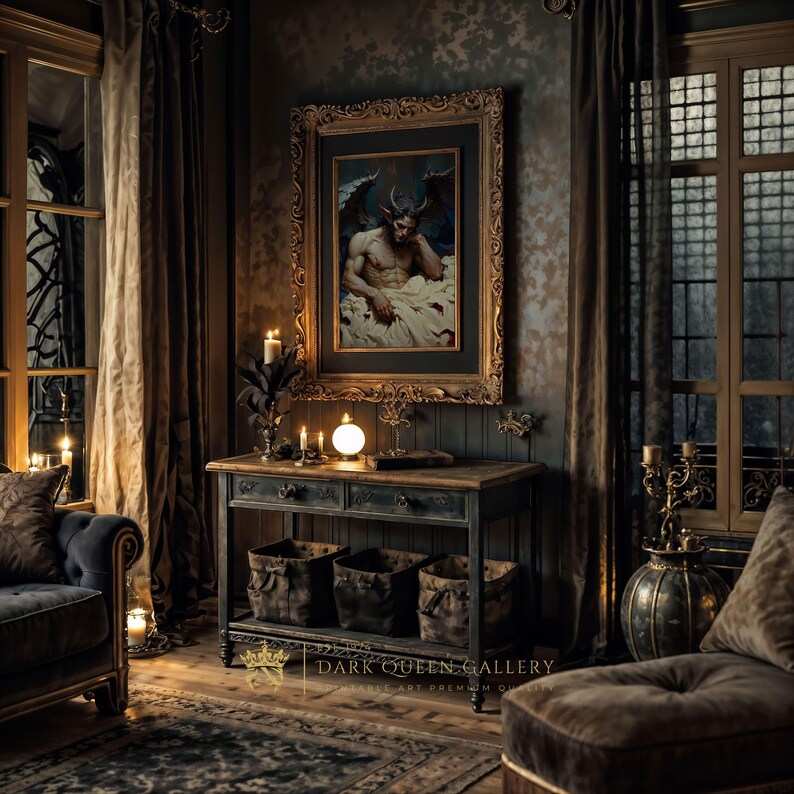 Sad Satyr Portrait Gothic Art Print Moody Dark Academia Wall Art Large ...