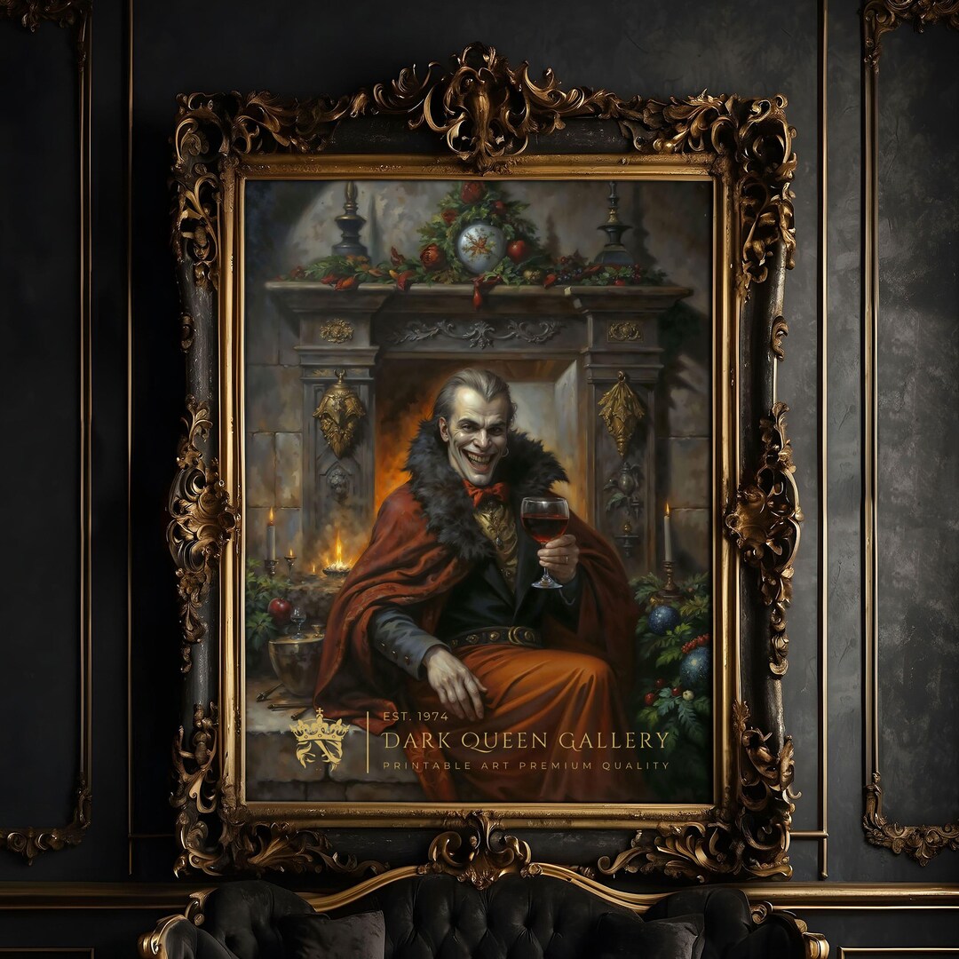 Jovial Vampire Christmas Art Print: Dark Academia Gothic Decor (digital ...