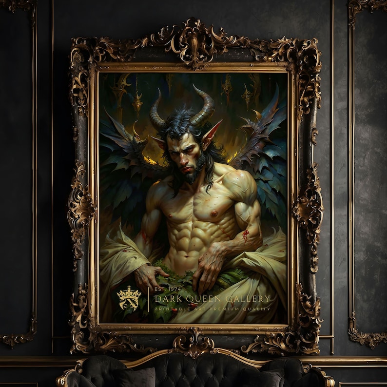 Mythical Satyr Print - Dark Academia Mythology Wall Art, Digital Oil ...