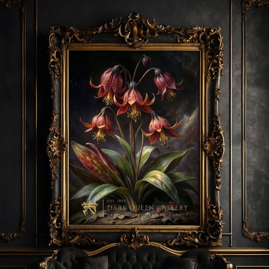 Red Glacier Lily Digital Art: Gothic Cottagecore Decor (printable ...