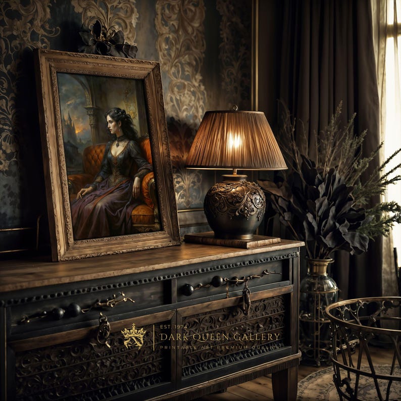 Queen of Dark Magic Academia Wall Art Victorian Portrait Print, Digital ...