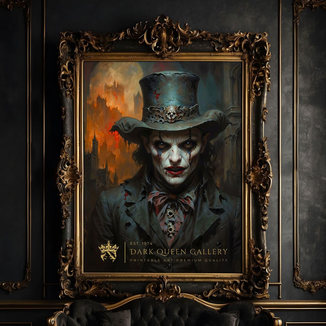 Dark Joker Macabre Print | Dark Academia Wall Art | Horror Painting ...