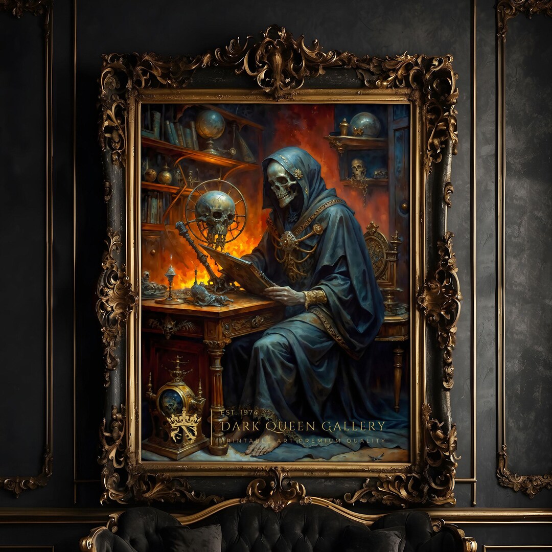 Lich Astrologer Art Print | Gothic Necromancer Wall Decor | Dark ...