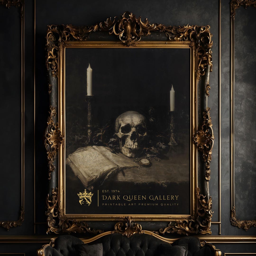 Human Skull Digital Print: Memento Mori Artwork Victorian Gothic Dark ...