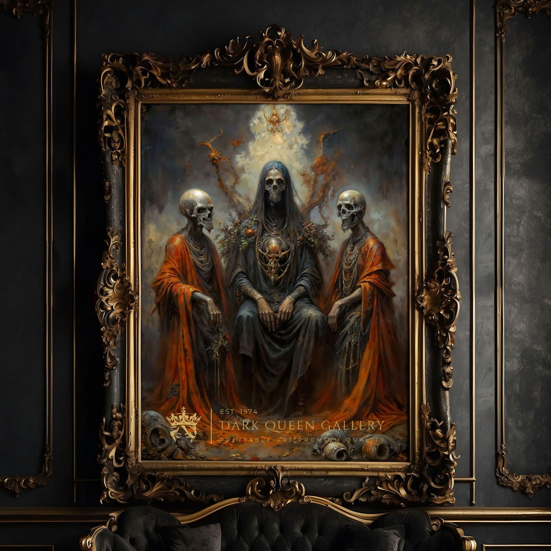 Mystical Skeletons Painting Print: Gothic Horror Dark Cottagecore Wall ...