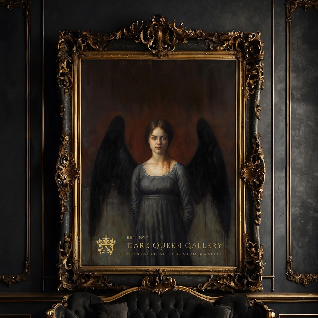 Gothic Fallen Angel Print: Dark Academia Moody Wall Art (digital ...