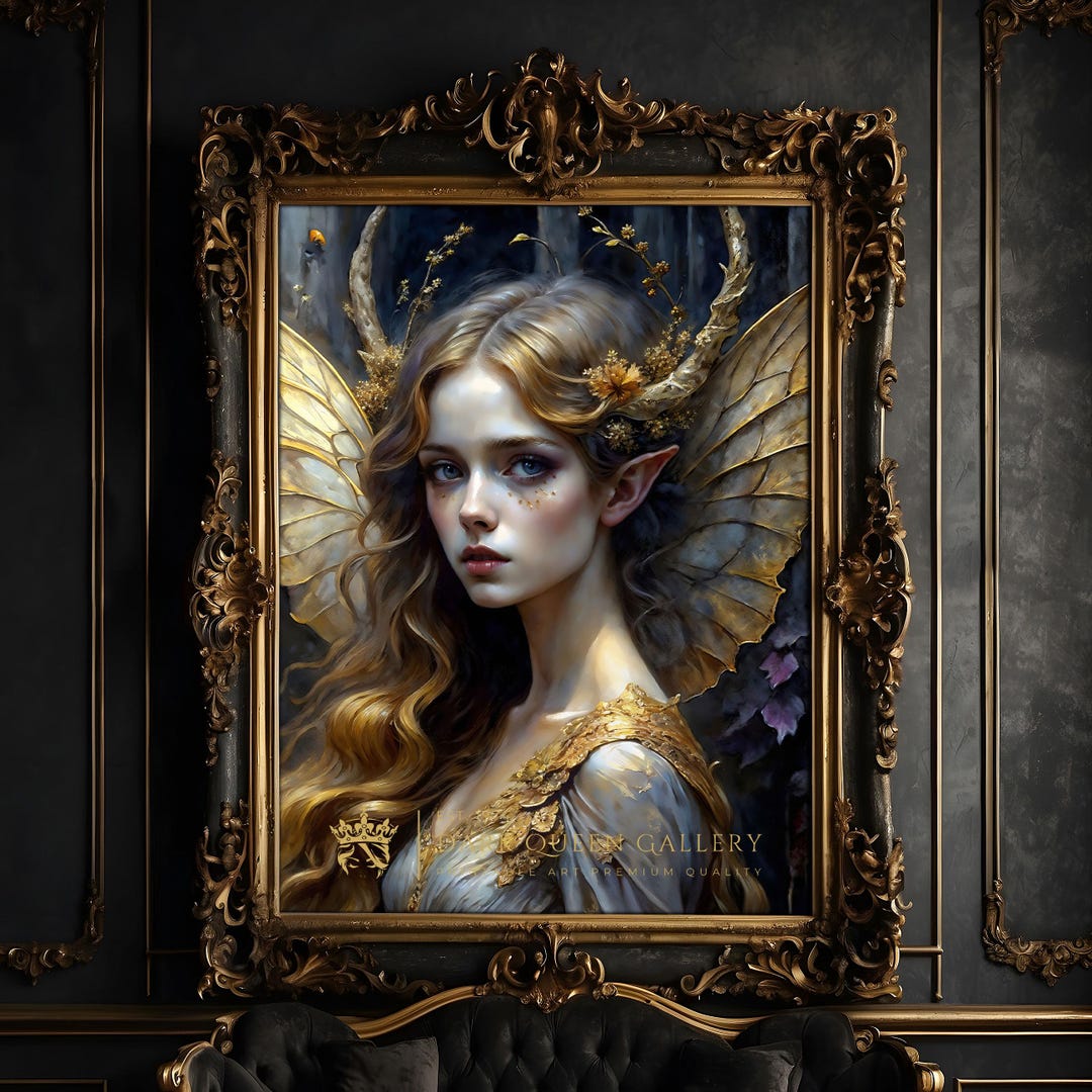 Fairy Elf Art Print: Gothic Cottagecore Fantasy Wall Decor (digital ...