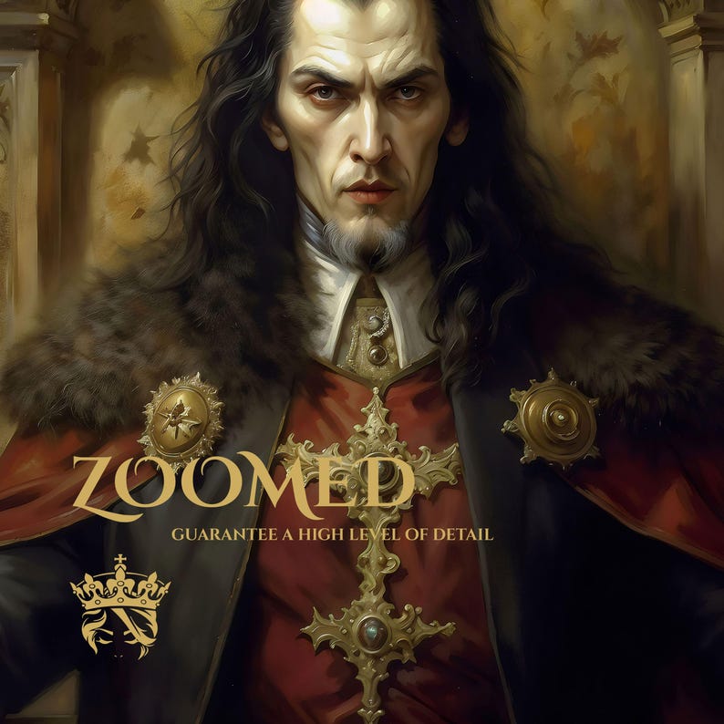 Count Dracula Digital Oil Painting: Gothic Dark Academia Wall Art ...