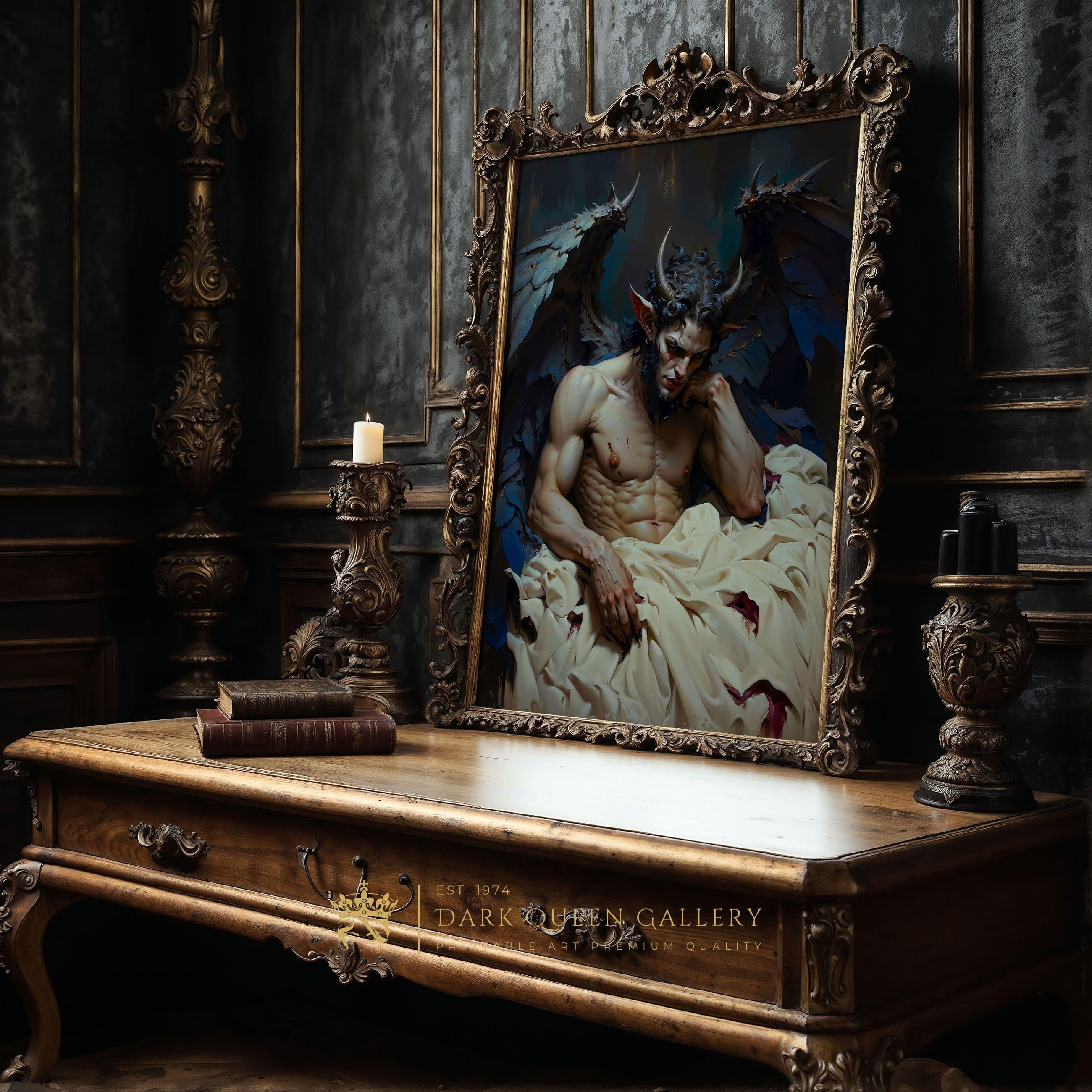Sad Satyr Portrait Gothic Art Print - Moody Dark Academia Wall Art ...