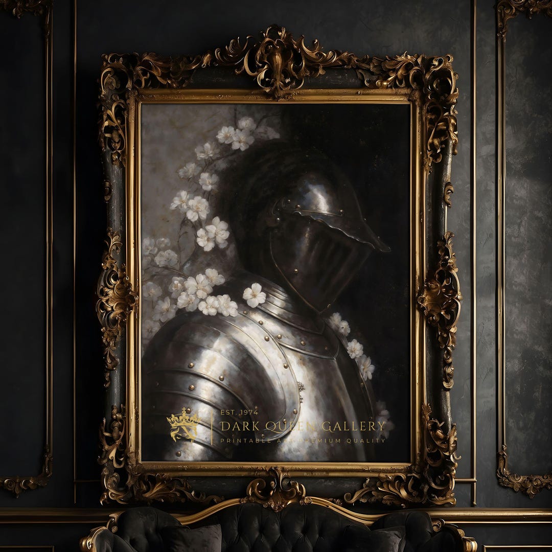 Medieval Knight Armor Print - Gothic Dark Academia Wall Art, Mysterious ...