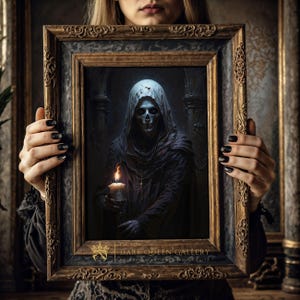 Night Scary Monk Horror Skeleton Art - Spooky Gothic Digital Wall Art ...