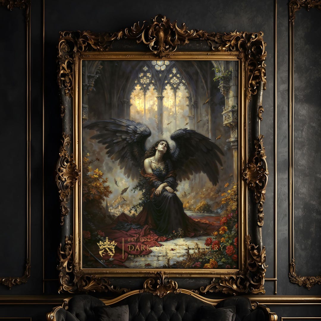 Dark Fallen Angel Print: Gothic Mythology Wall Art Printable ...