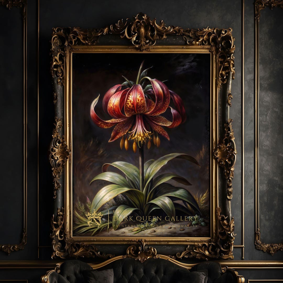 Gothic Lily Digital Print: Dark Academia Floral Wall Art (digital ...