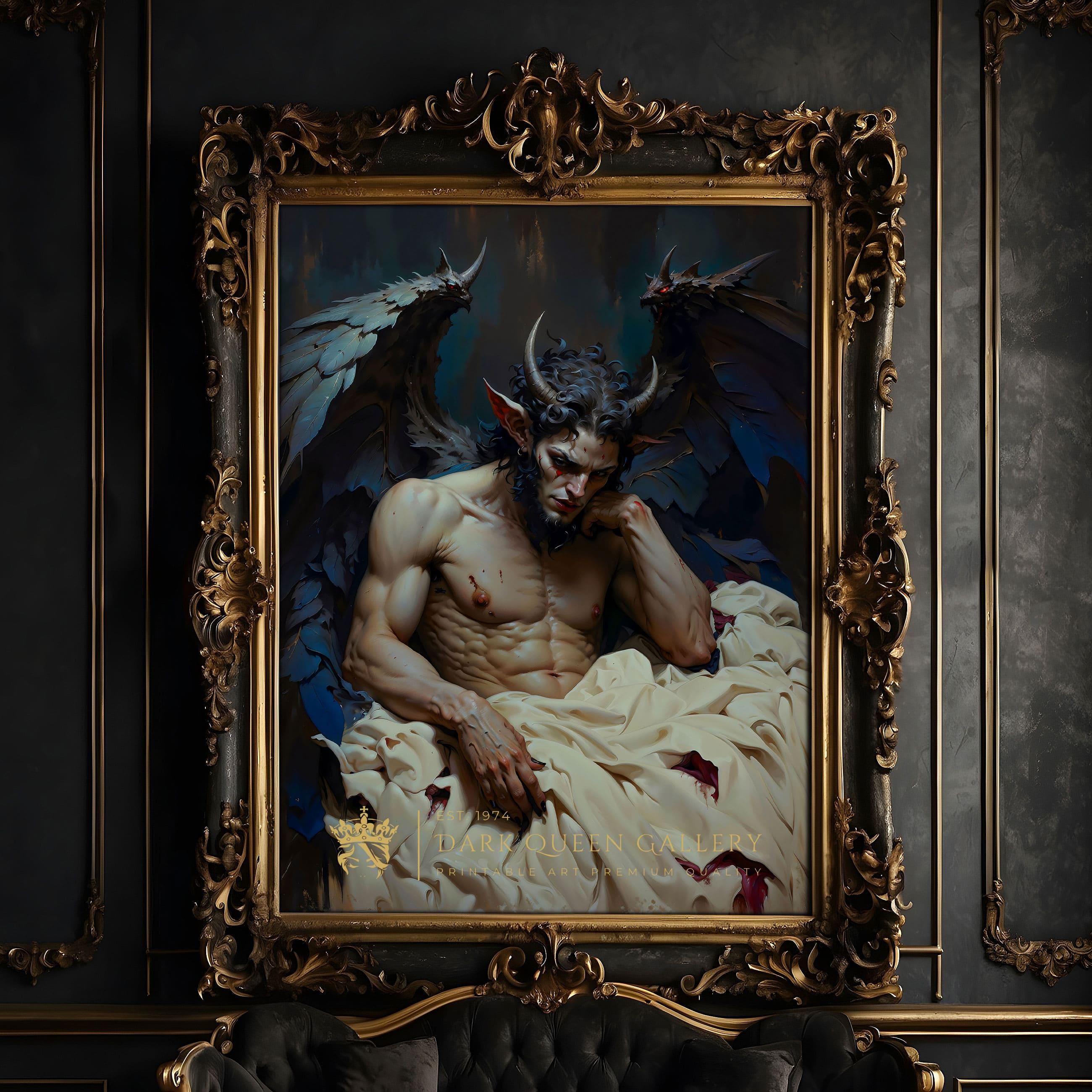 Sad Satyr Portrait Gothic Art Print - Moody Dark Academia Wall Art ...
