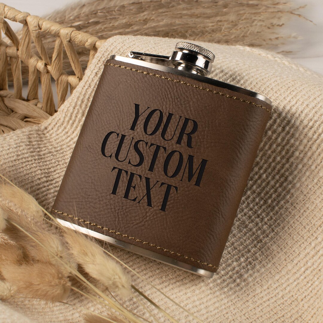 Your Custom Text Laser Engraved Flask, Personalized Barware for Kitchen ...
