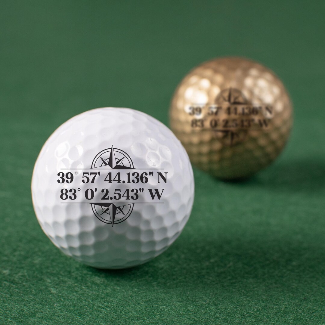 Compass Coordinates Golf Ball, Personalized Golfing Gift for Him ...