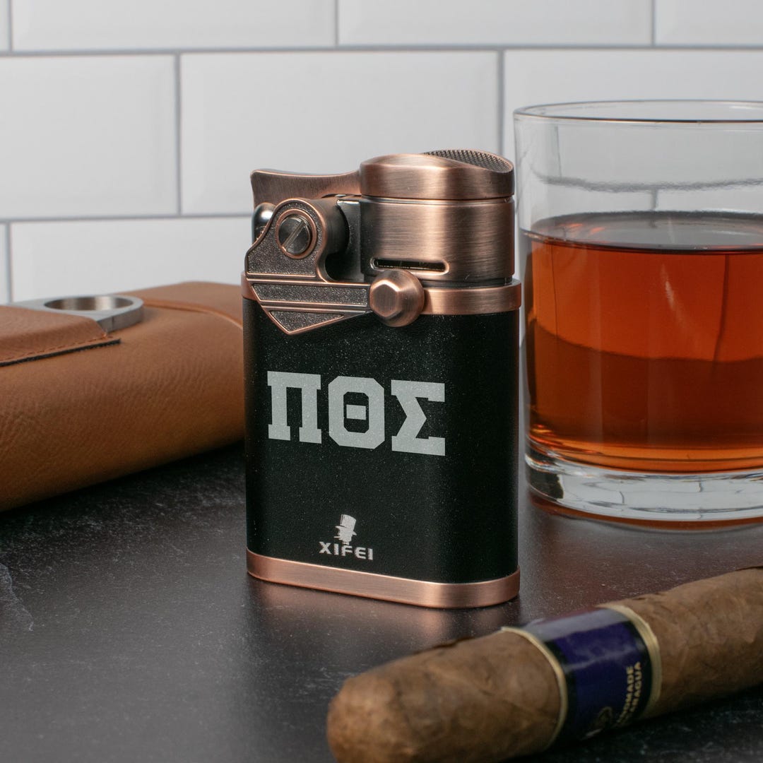 Greek Letters Custom Front and Back Cigar Lighter, Laser Engraved ...