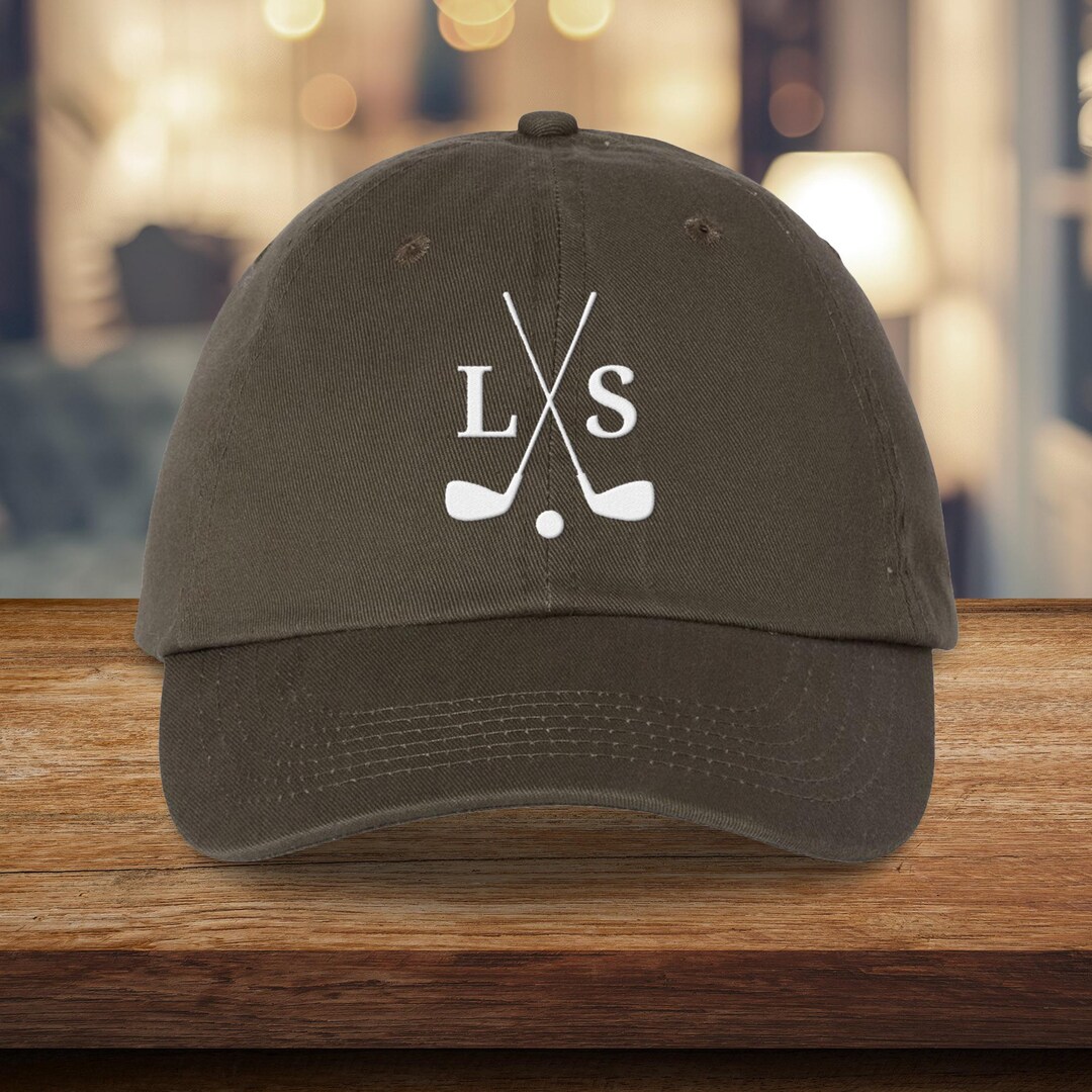Crossed Clubs Initial Custom Embroidered Dad Hat: Personalized Golfer ...