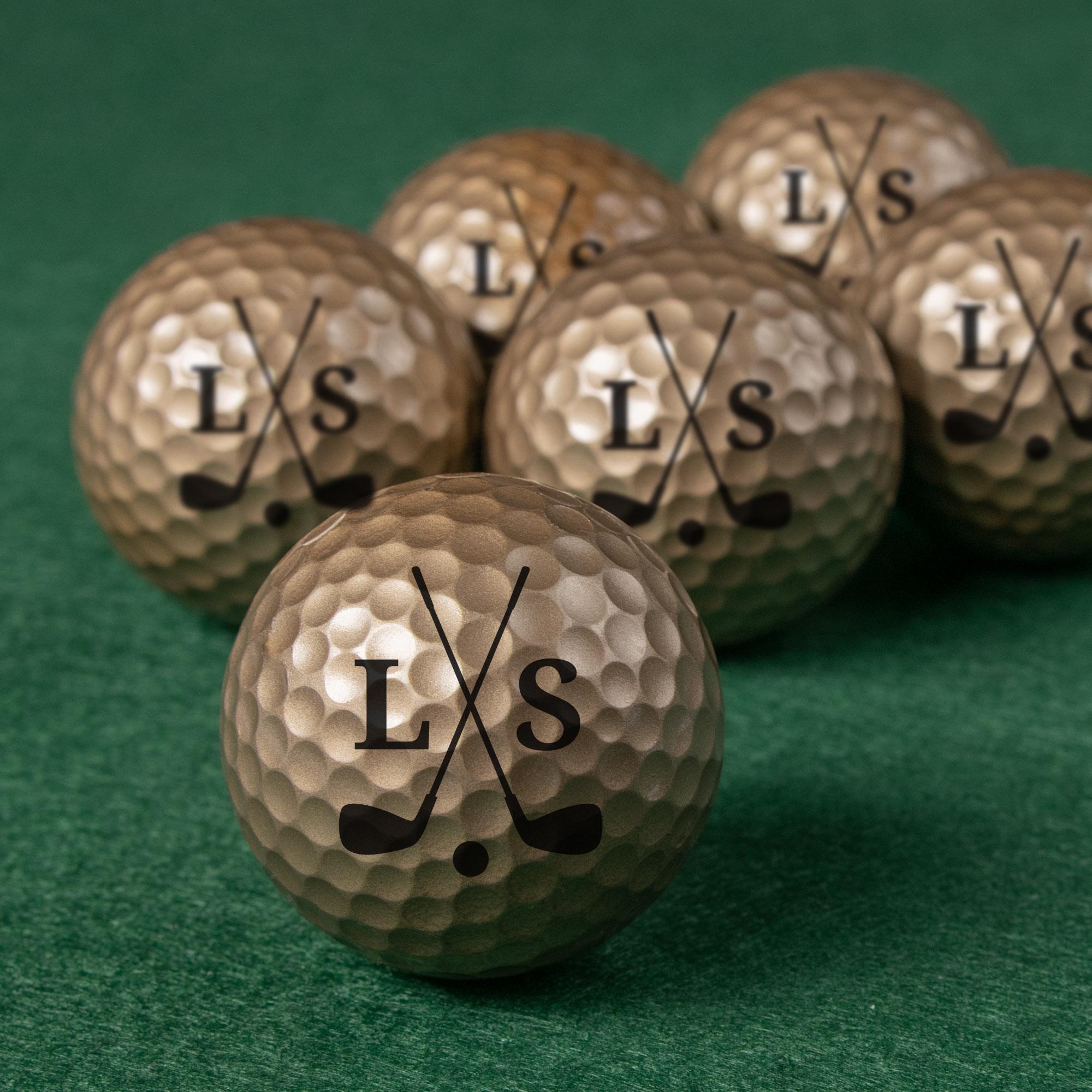 Crossed Clubs Initials Custom Golf Ball, Personalized Golfing Gift for ...