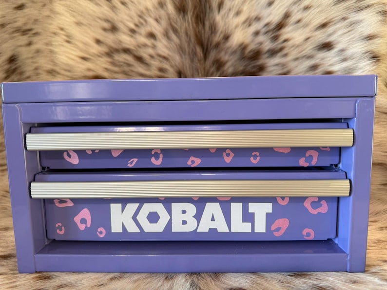 Western Leopard Print Mini Kobalt Purple Tool Box - Customized With ...
