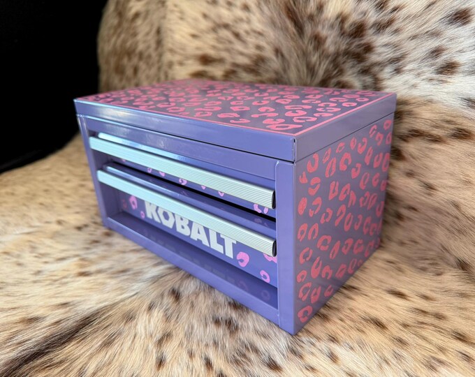 Leopard Print Mini Kobalt Purple Tool Box - Customized With Permanent ...